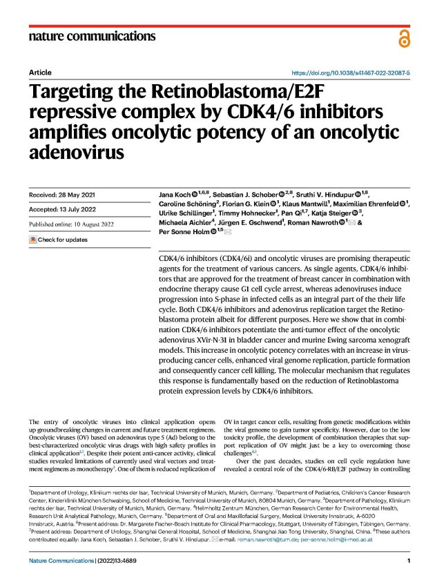 Targeting the Retinoblastoma/E2F repressive complex by CDK4/6 ...